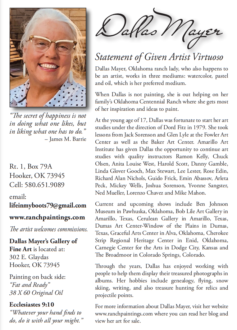 Dallas Mayer: Western Artist Statement – Dodge City Area Arts Council